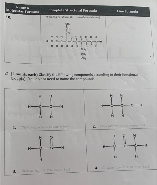 Solved Name & Molecular Formula Line Formula Complete | Chegg.com