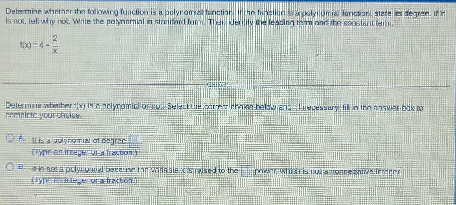 Solved Determine whether the following function is a | Chegg.com