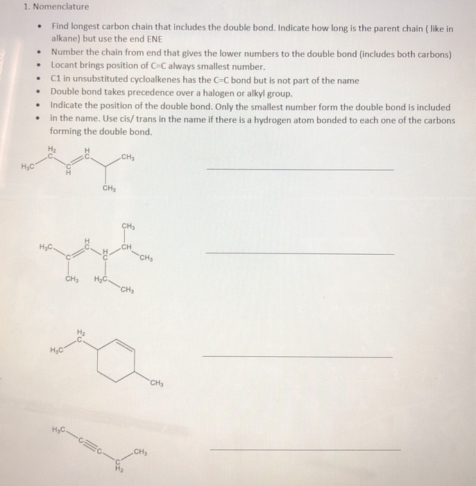 Solved 1. Nomenclature . Find longest carbon chain that | Chegg.com