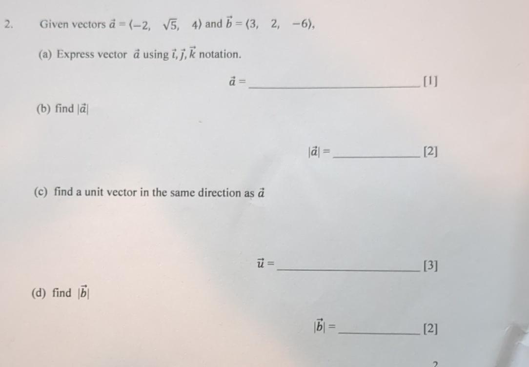 Solved Given vectors vec(a)=(:-2,52,4) ﻿and | Chegg.com