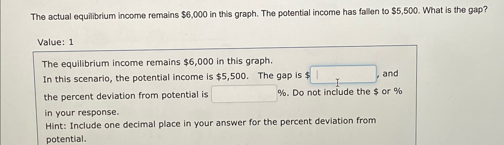 Solved The actual equilibrium income remains $6,000 ﻿in this | Chegg.com