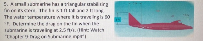 Solved 2.1 5. A small submarine has a triangular stabilizing | Chegg.com