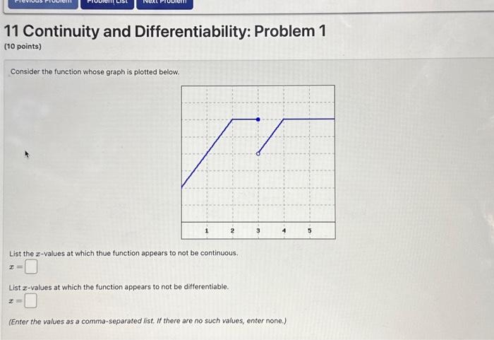 Solved 11 Continuity and Differentiability: Problem 1 (10 | Chegg.com