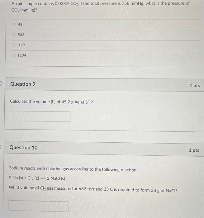 Solved An air sample contains 0.038%CO2 If the total | Chegg.com