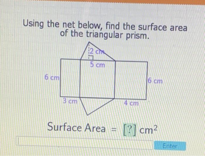 Solved Using the net below, find the surface area of the | Chegg.com