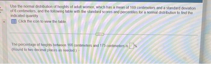 Solved Use the normal distribution of heights of adult | Chegg.com