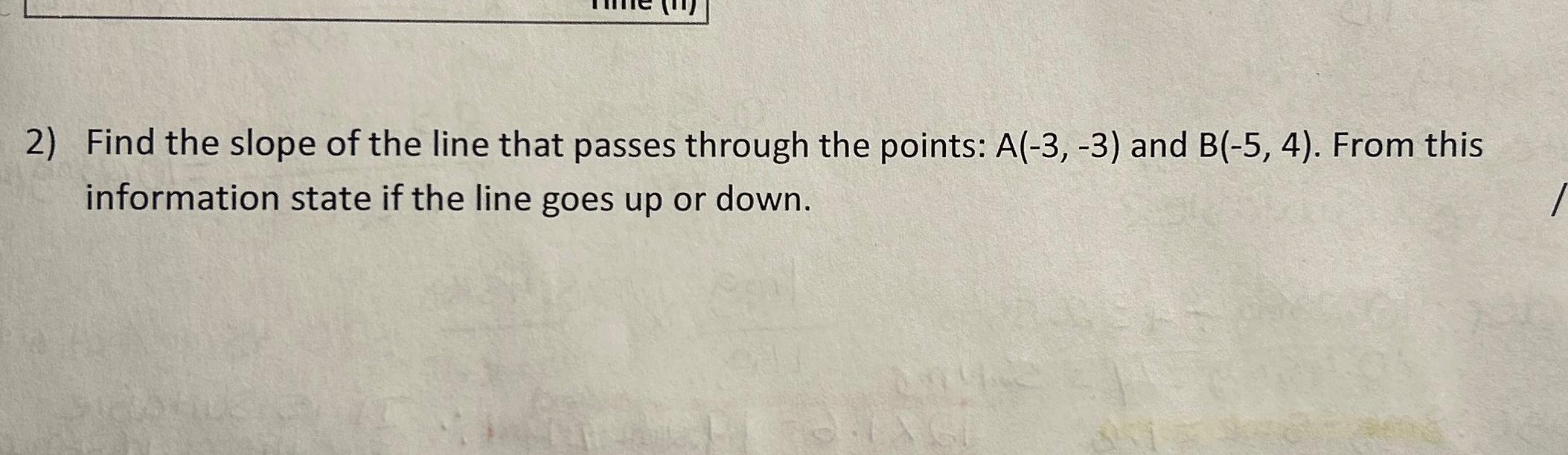 Solved Find the slope of the line that passes through the | Chegg.com