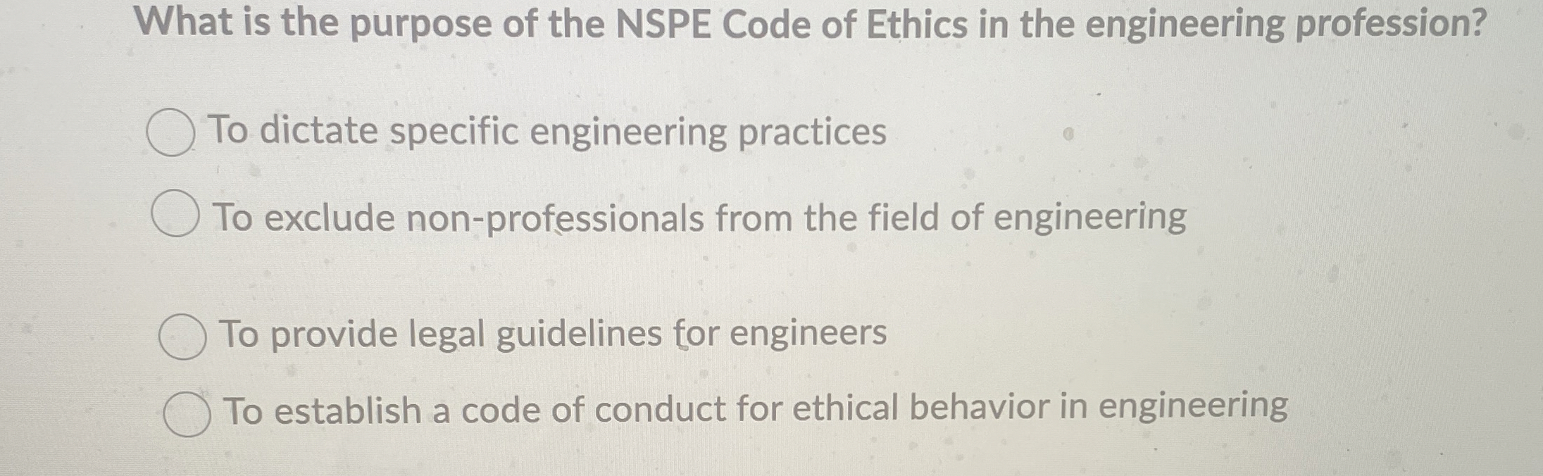 Solved What is the purpose of the NSPE Code of Ethics in the | Chegg.com