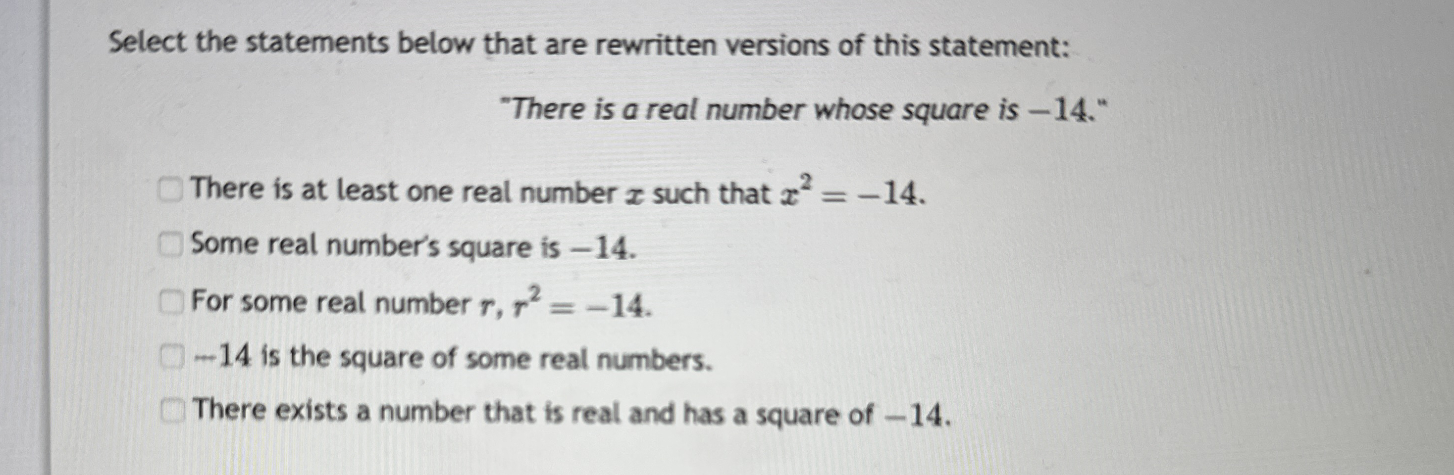 Select the statements below that are rewritten | Chegg.com