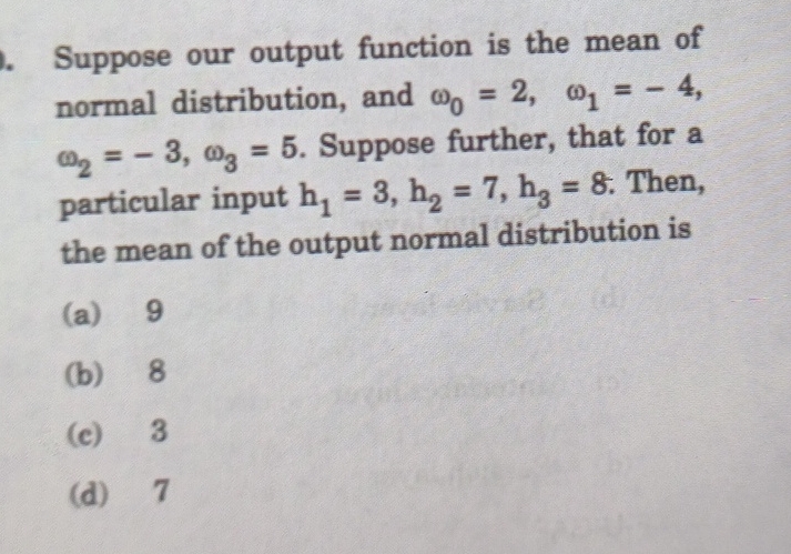 Solved Suppose our output function is the mean of normal | Chegg.com