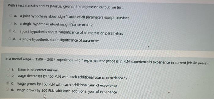 Solved With t test statistics and its p-value, given in the | Chegg.com