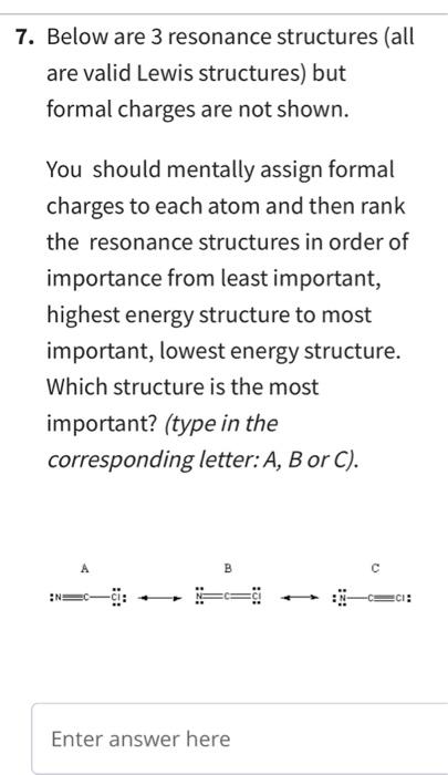 Solved Below are 3 resonance structures (all are valid Lewis | Chegg.com