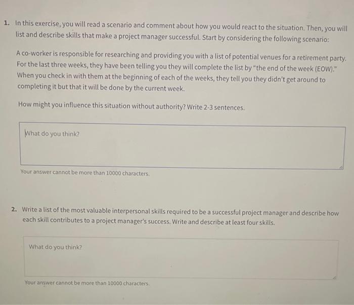 Solved In this exercise, you will read a scenario and | Chegg.com
