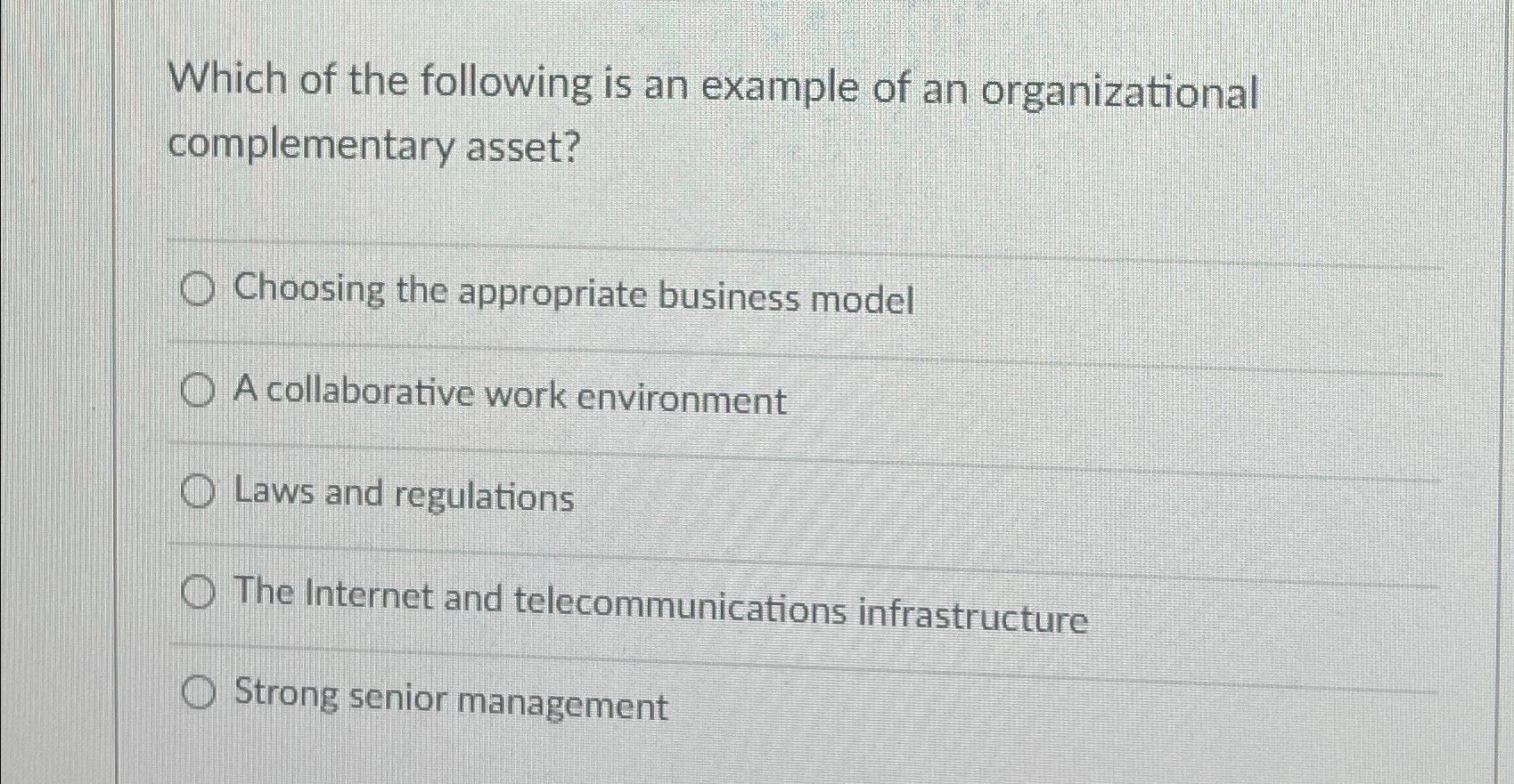 Solved Which of the following is an example of an | Chegg.com