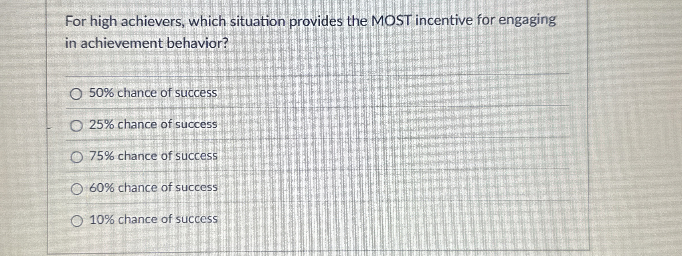 For high achievers, which situation provides the MOST | Chegg.com