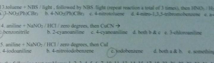 Solved 3.toluene + NBS / light, followed by NBS light | Chegg.com