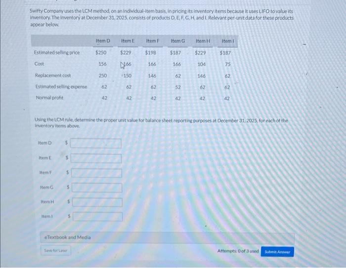 Solved Swifty Company uses the LCM method, on an | Chegg.com
