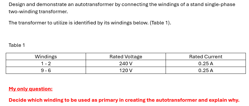 Solved Design and demonstrate an autotransformer by | Chegg.com