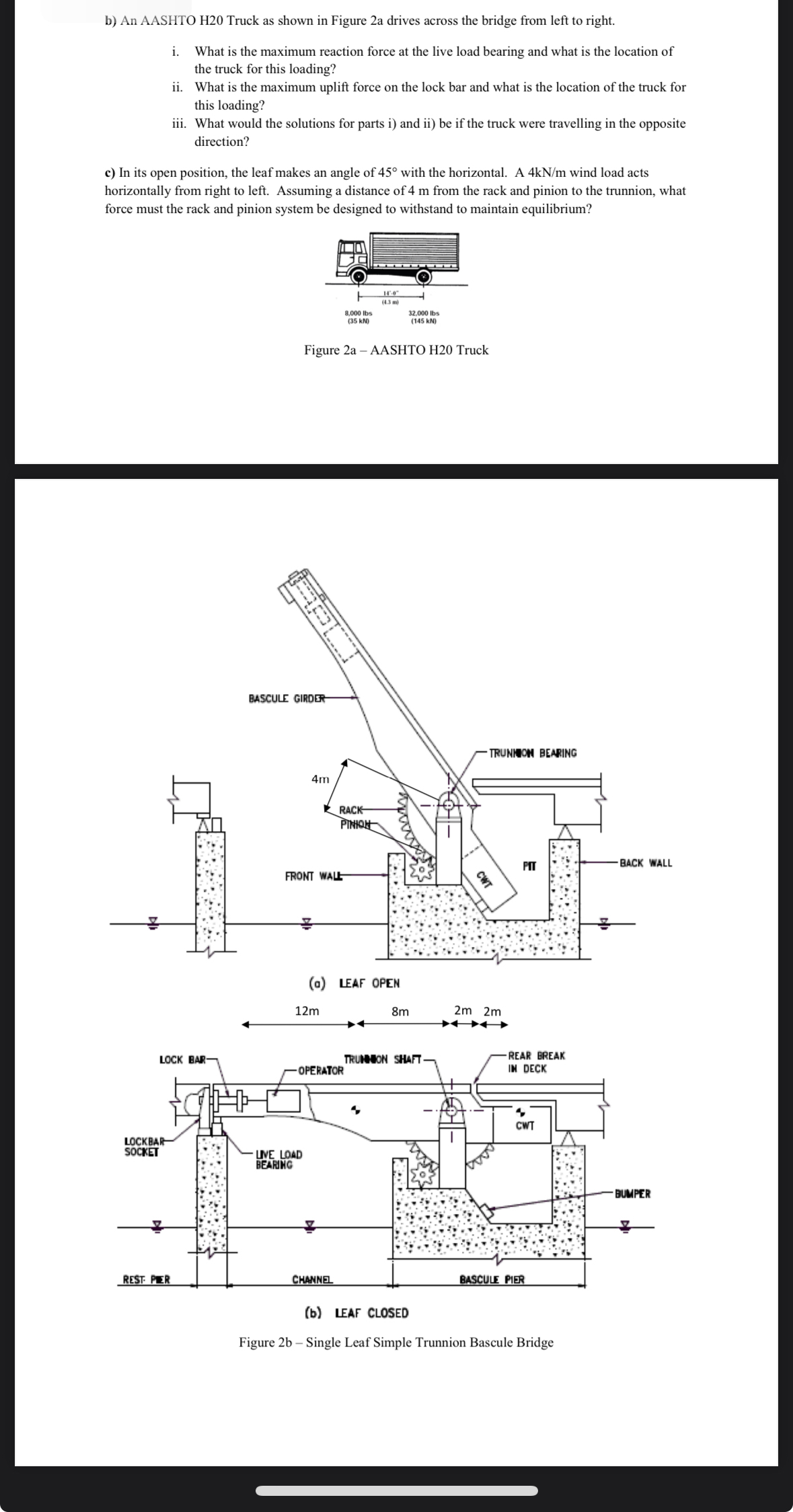 Solved Please help with question B) ﻿b) ﻿An AASHTO H20 | Chegg.com