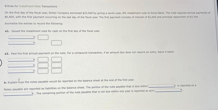 Solved Entries for instalimant Note Transactions On the | Chegg.com