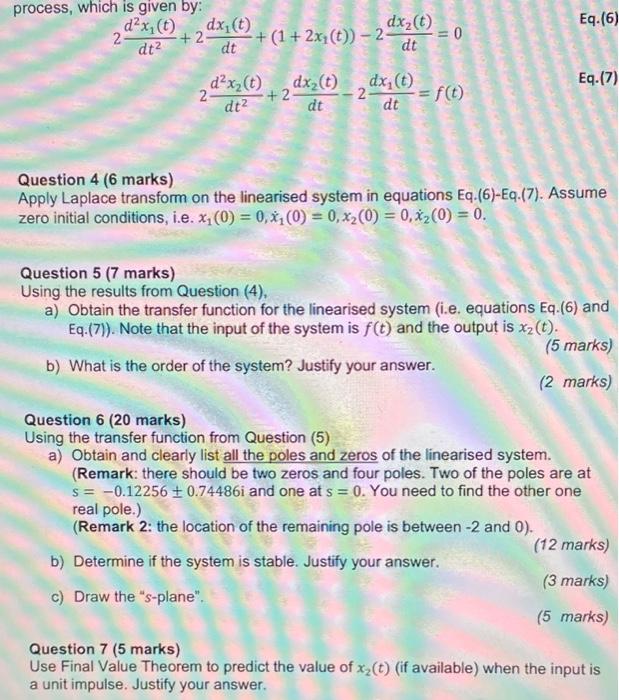 Solved Eq. (6) Eq.(7) Question 4 (6 marks) Apply Laplace | Chegg.com