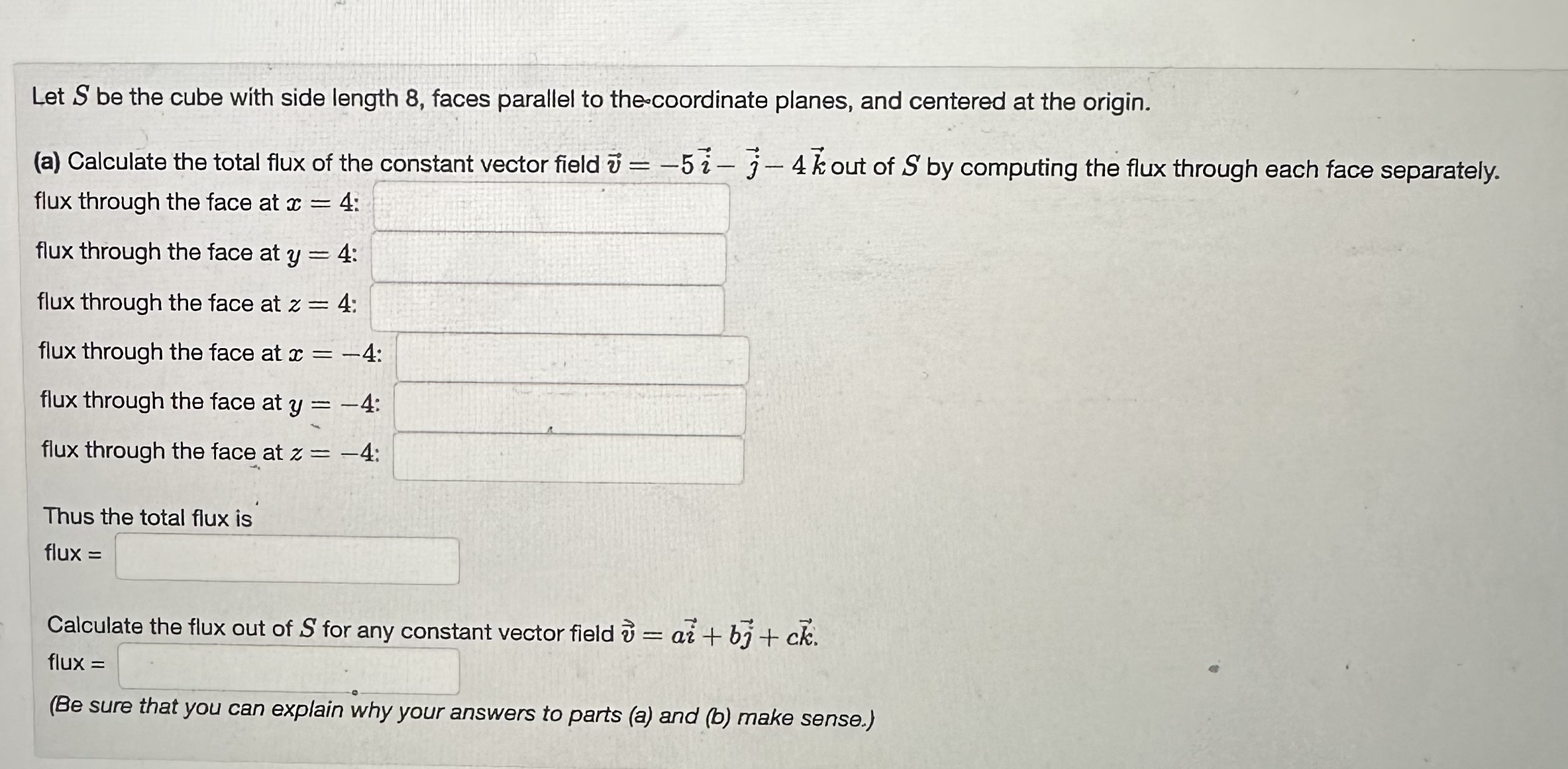Solved Let S ﻿be the cube with side length 8 , ﻿faces | Chegg.com