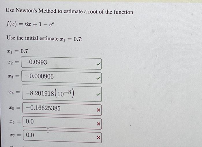Solved Use Newton's Method to estimate a root of the | Chegg.com