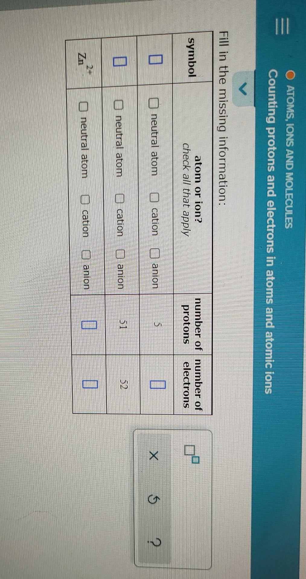 Solved = O ATOMS, IONS AND MOLECULES Counting protons and | Chegg.com