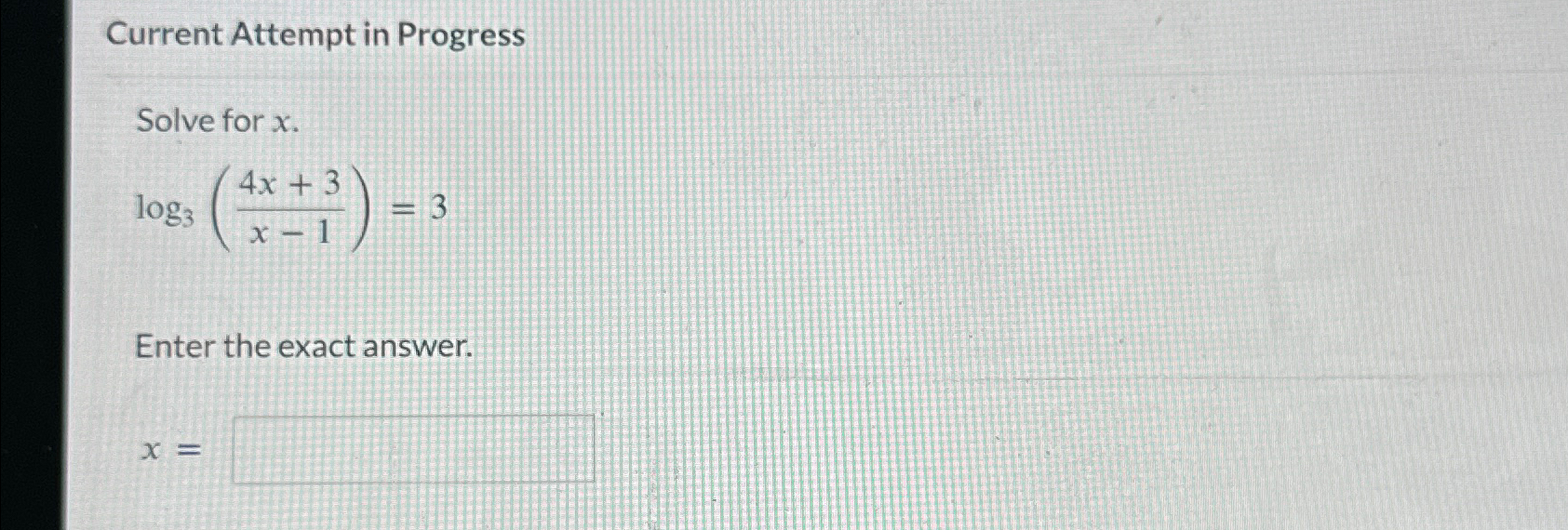 Solved Current Attempt in ProgressSolve for | Chegg.com