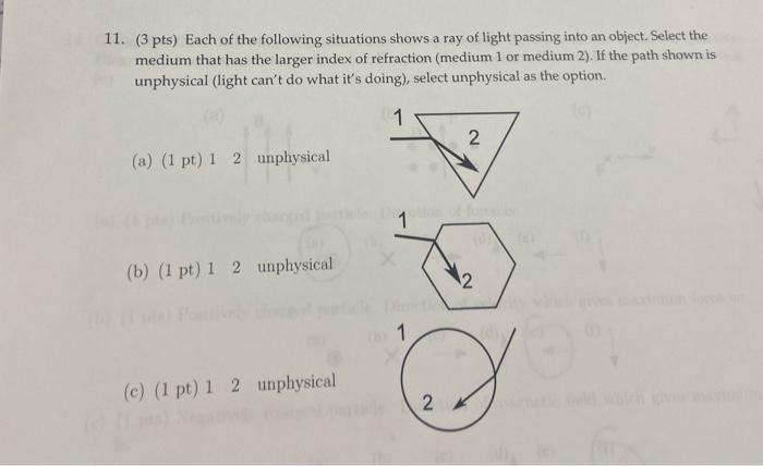 Solved 11. (3 ﻿pts) ﻿Each of the following situations shows | Chegg.com
