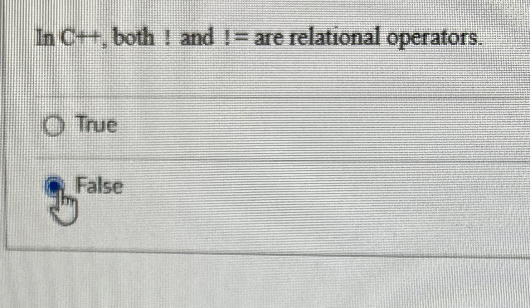 Solved In C++, ﻿both I and I= ﻿are relational | Chegg.com