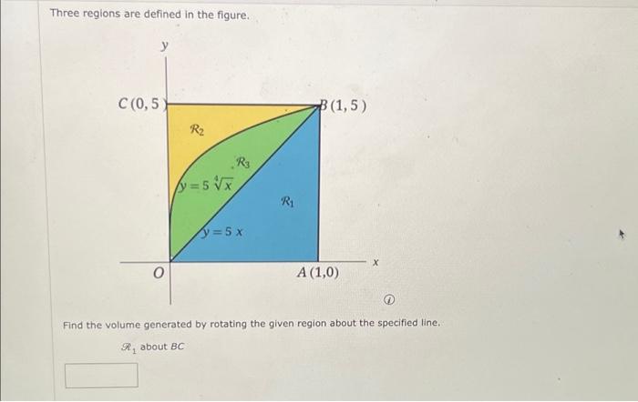 Solved Three regions are defined in the figure. y C (0,5) O | Chegg.com