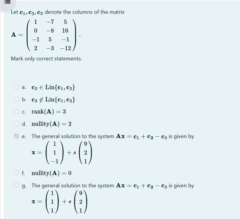 Solved Let c1,c2,c3 ﻿denote the columns of the | Chegg.com