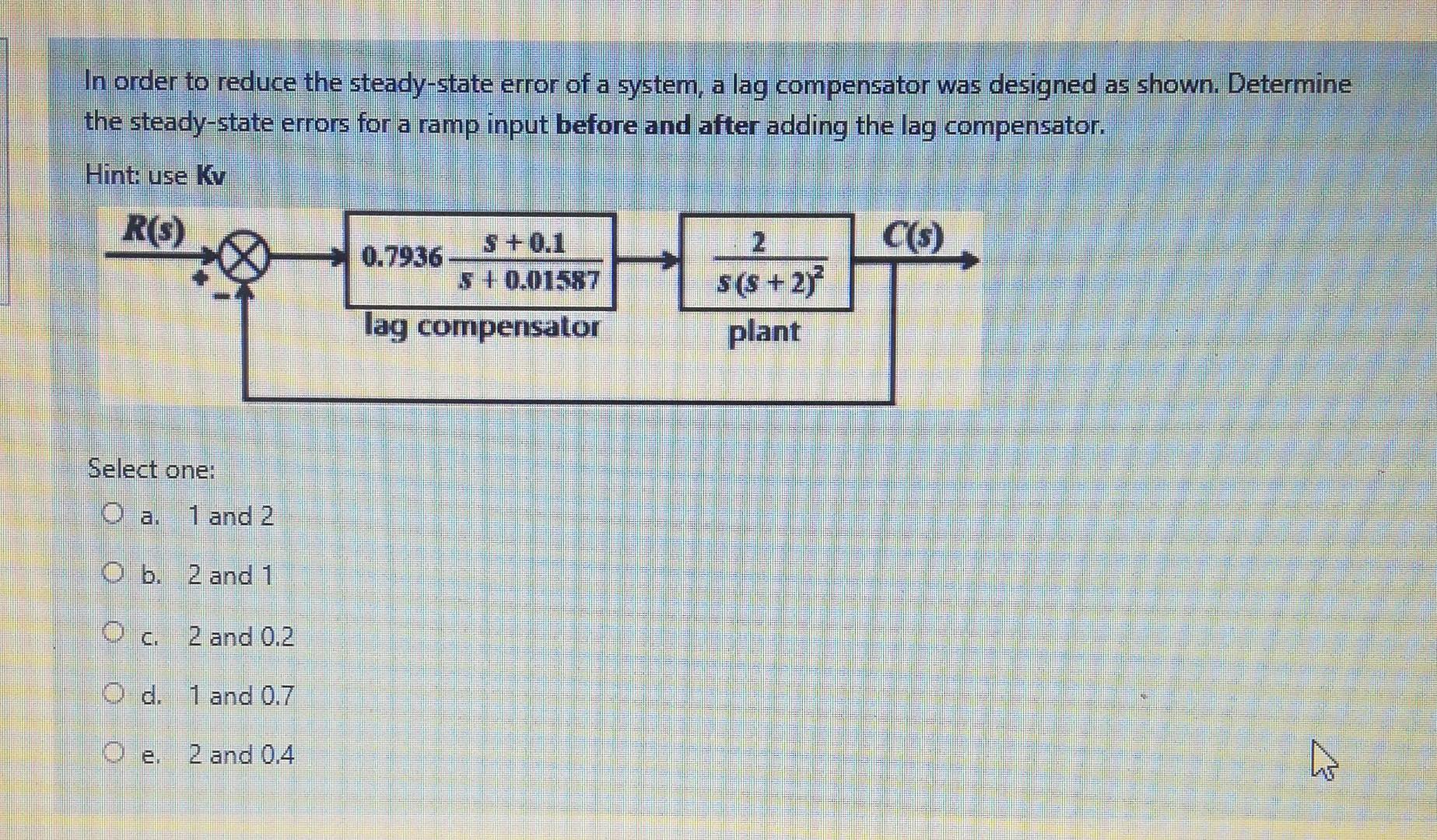Solved In order to reduce the steady-state error of a | Chegg.com