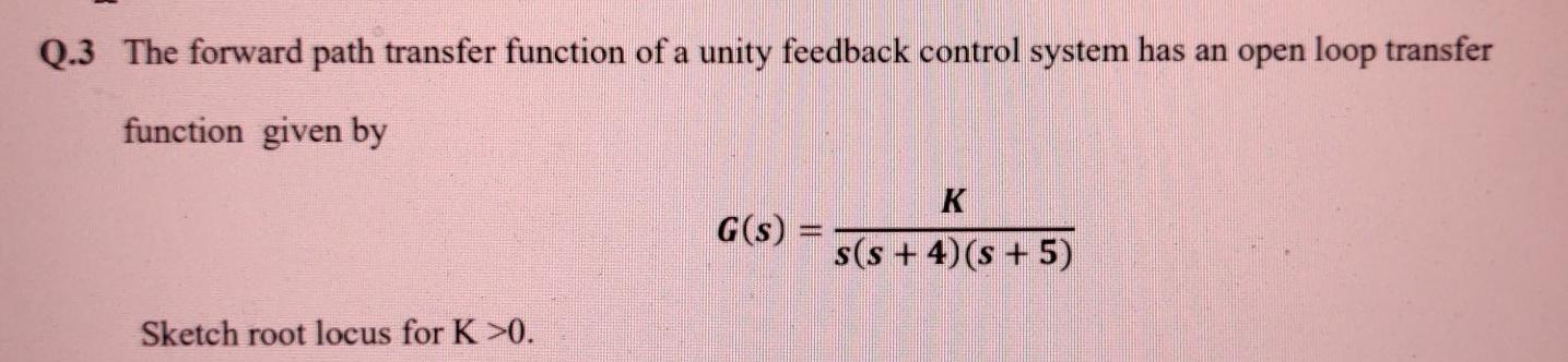 Solved Q.3 The forward path transfer function of a unity | Chegg.com
