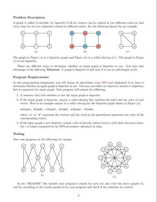 Solved Problem Description A Graph Is Called 2 Colorable Or