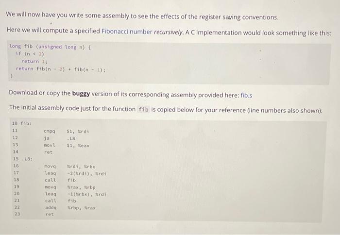 Solved We will now have you write some assembly to see the | Chegg.com