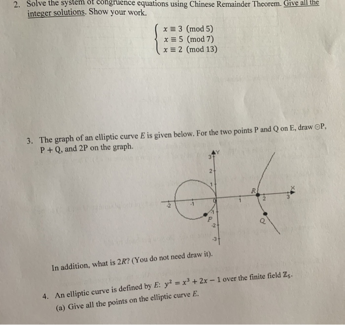 Solved 2. Solve the system of congruence equations using | Chegg.com