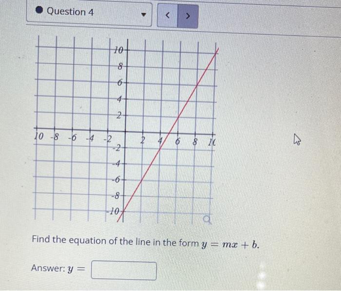 Solved Find the equation of the line in the form y=mx+b. | Chegg.com