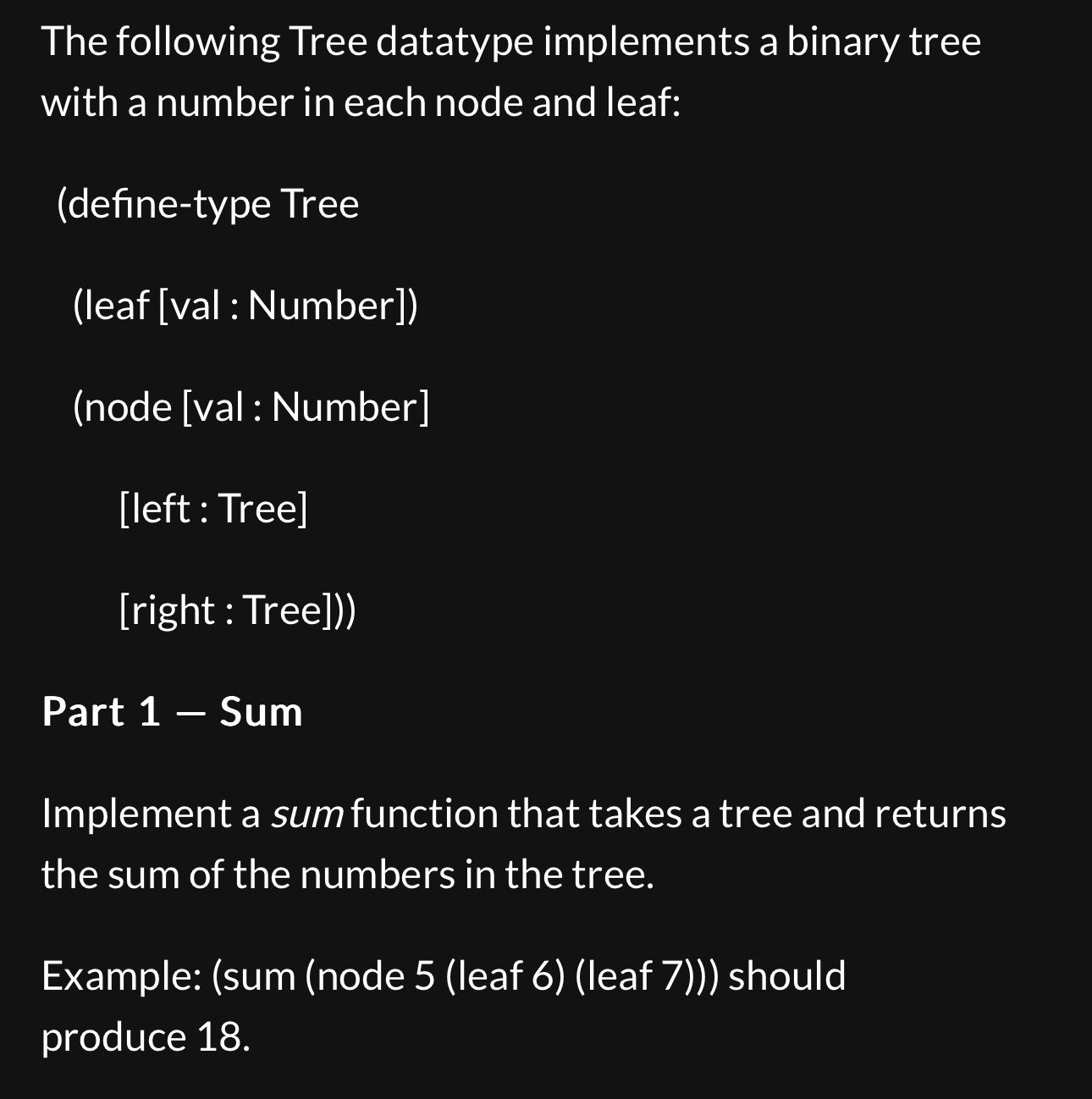 Solved The Following Tree Datatype Implements A Binary Tree 0196