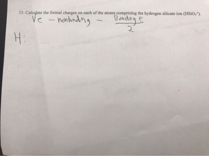 Solved andng 15. Calculate the formal charges on each of the | Chegg.com
