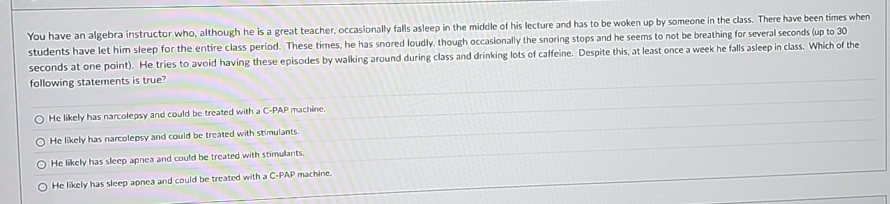 Solved You have an algebra instructor who, although he is a | Chegg.com