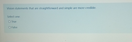Solved Vision statements that are straightforward and simple | Chegg.com