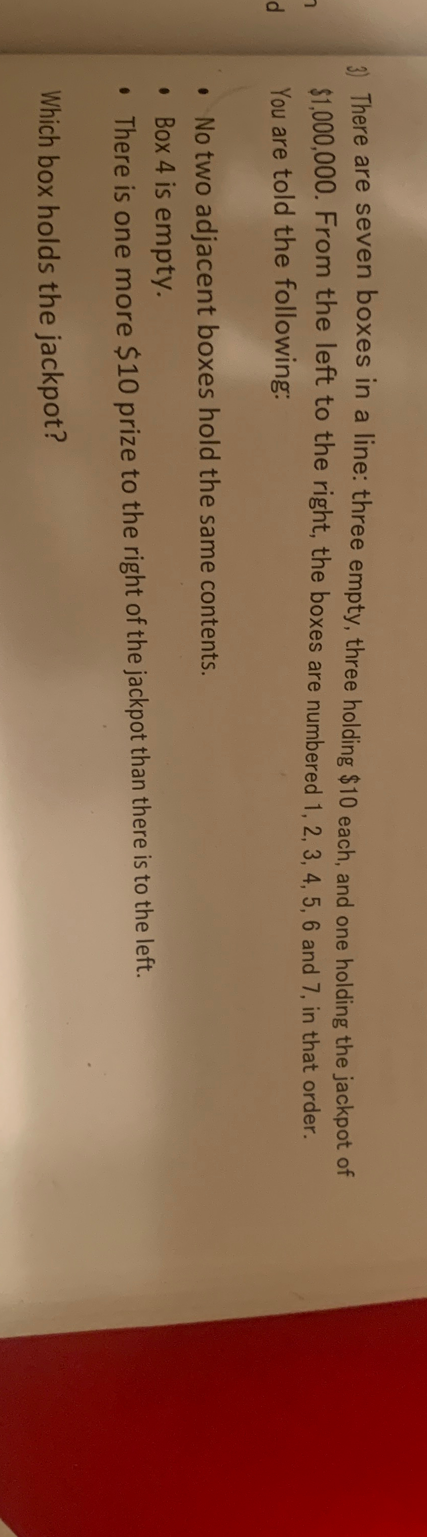 Solved There are seven boxes in a line: three empty, three | Chegg.com