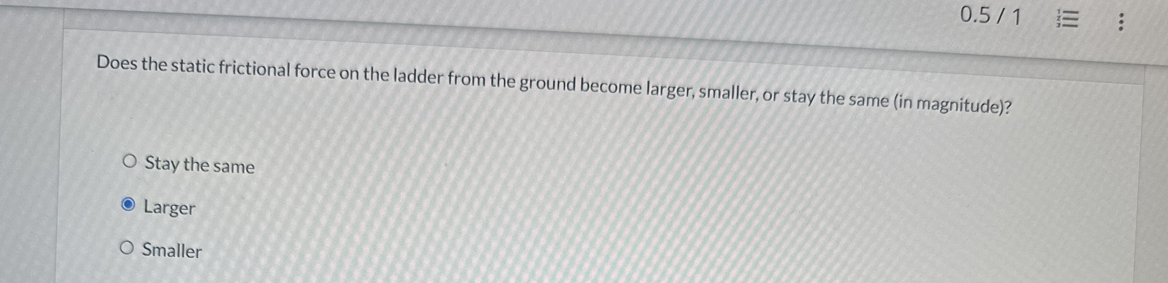 Solved 0.51Does the static frictional force on the ladder | Chegg.com