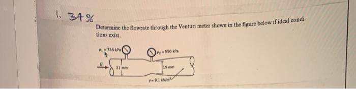 Solved Determine the flowrate through the Venturi meter | Chegg.com