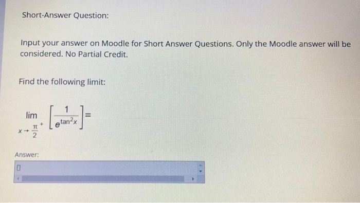 Solved Short-Answer Question: Input your answer on Moodle | Chegg.com