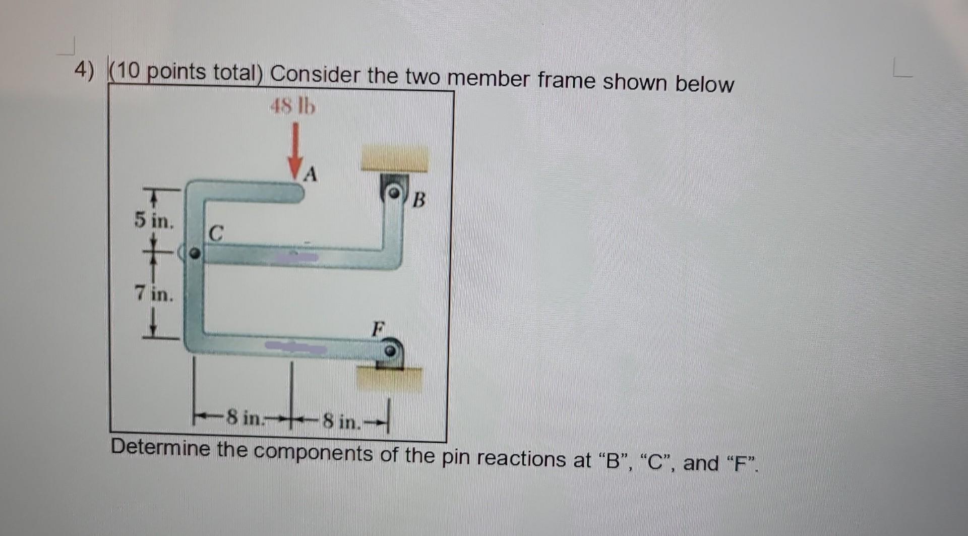 Solved 4) (10 points total) Consider the two member frame | Chegg.com
