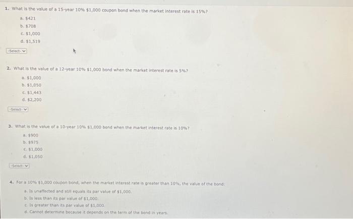 Solved This graph shows the value of 10% coupon bonds of | Chegg.com