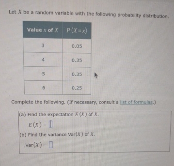 Solved Let x ﻿be a random variable with the following | Chegg.com
